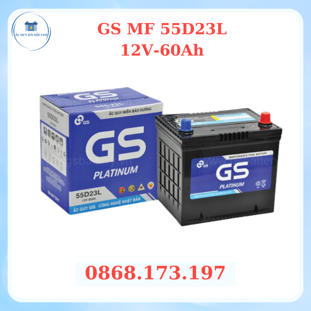 Ắc Quy GS MF 55D23L (12V-60Ah) - ẮC QUY HÀ NỘI 24H